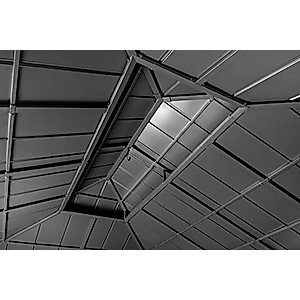 12x16 Outdoor Patio Hardtop Gazebo with Spliced Structure for Easy Assembly,Galvanized Steel Metal Double Roof Aluminum Permanent Frame with Netting and Curtains for Backyard Garden