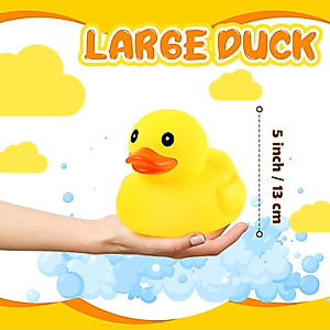 Deekin 40 Pcs 5 Inches Large Yellow Rubber Ducks Bulk Large Duck Bath Toy Squeak Rubber Duckie Bathtub Floating Bath Duck for Birthday Party Decoration Gift Swimming Pool