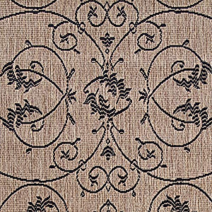 Couristan Recife Veranda 5-Feet 3-Inch by 7-Feet 6-Inch Rug, Cocoa and Black