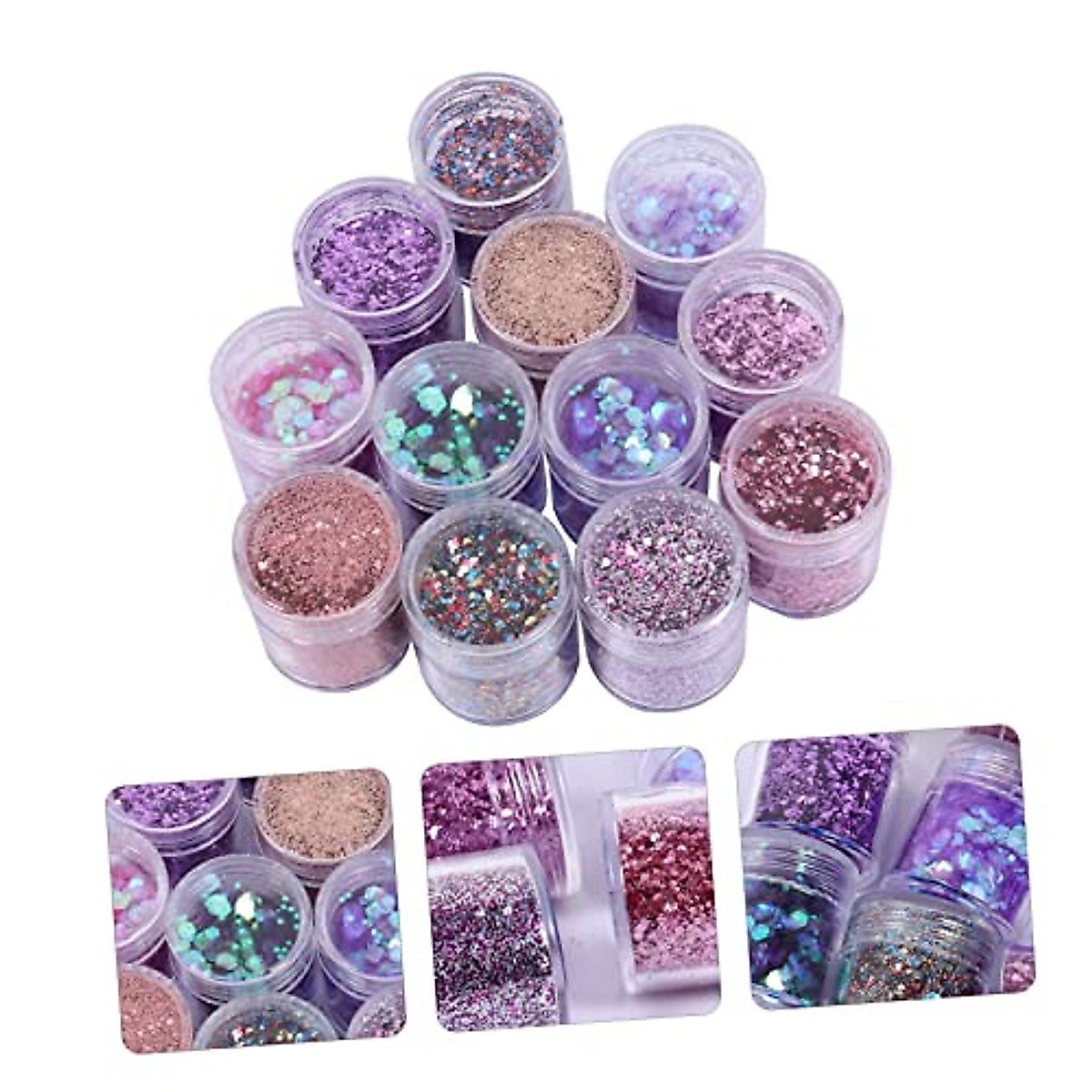 Nail Decor 12 Boxes Environmental Protection pet Crafts Set Bottled Accessories Applique Small Gradient Sequins Suite Sequins Ultra Thin Nail Polish Flash Sequins for Crafts Decore