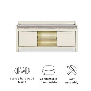 Linon Micah White Storage Bench