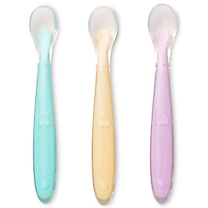 Upward Baby Spoons Self Feeding 12+ Months - Baby Feeding Spoons, Baby Led Weaning Spoons, Baby Feeding Essentials, Baby Food Spoons - Silicone Baby Spoon - Baby Self Feeding Spoon