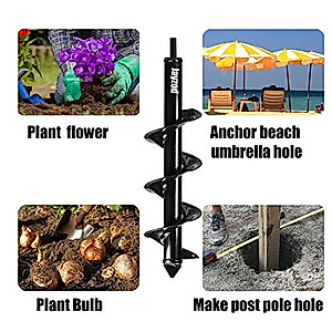 Jayzod Auger Drill bit for Planting 4"X25" Garden Auger Spiral Drill Bit for Bulb & Bedding Plant for 3/8” Hex Drive Drill