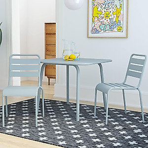 Novogratz Poolside Gossip, June Outdoor/Indoor Stacking Dining Chairs, 2-Pack, Light Gray