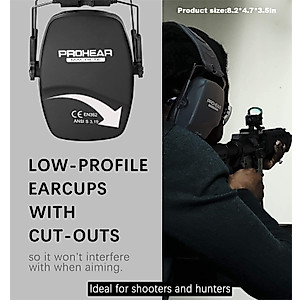 PROHEAR 016 Ear Protection Safety Earmuffs for Shooting, NRR 26dB Noise Reduction Slim Passive Hearing Protector with Low-Profile Earcups, Compact Foldable Ear Defenders for Gun Range, Hunting (Black)