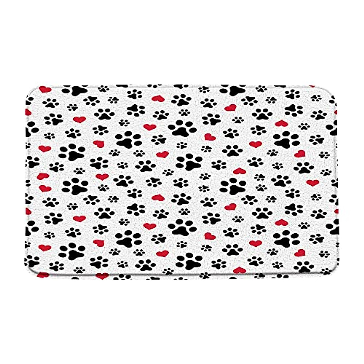 XHCEOH Dog paw Print Bath Mat Black White Red Cat Kitten Footprint Pet Lover Cute Animal Claw Cartoon Modern Memory Foam Plush Bathroom Rugs for Bathtubs, 29.5" x 17.7"
