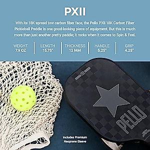 PELLO PXII Carbon Fiber Pickleball Paddles | USA Pickleball Approved | Professional Polypropylene Honeycomb Core | Perfect Balance of Power & Control | Pickle Ball Racquet with Neoprene Case