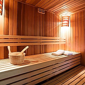 Kakunm Sauna Bucket and Ladle, Wooden Sauna Bucket Sauna Accessories for Men Women, Sauna Wood Bucket Set Cedar Made of Premium Finland Pinewood