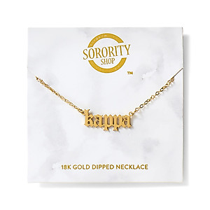 Sorority Shop Kappa Kappa Gamma Necklace — KKG Old English Font Design, 18K Gold Plated, Kappa Kappa Gamma Gifts for Women