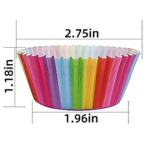 100 Pack Cupcake Baking Cups Rainbow Cupcake Liners Standard Size Rainbow Muffin Liners for Birthday Party Wedding Cake Paper Cup Colorful Cupcake Wrappers Food Grade Greaseproof Paper Muffin Liner