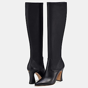 Coach Women's Cece Leather Boot Knee High, Black, 8.5