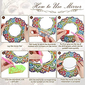 DIY Diamond Painting Mirror Mandala Crystal Diamond Painting Kit Plate Shaped 5D Diamond Art Makeup Mirror for Adults Kids Beginners Christmas Birthday Gifts Art Crafts Home Wall Table Decor (Classic)