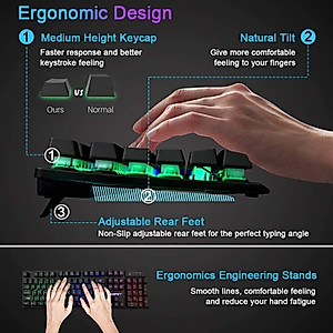 XYLXJ Computer Keyboard and Mouse Combos, Wired Gaming Keyboard Mechanical Feeling Backlit Keyboards USB Keyboard Waterproof Computer Game Keyboards