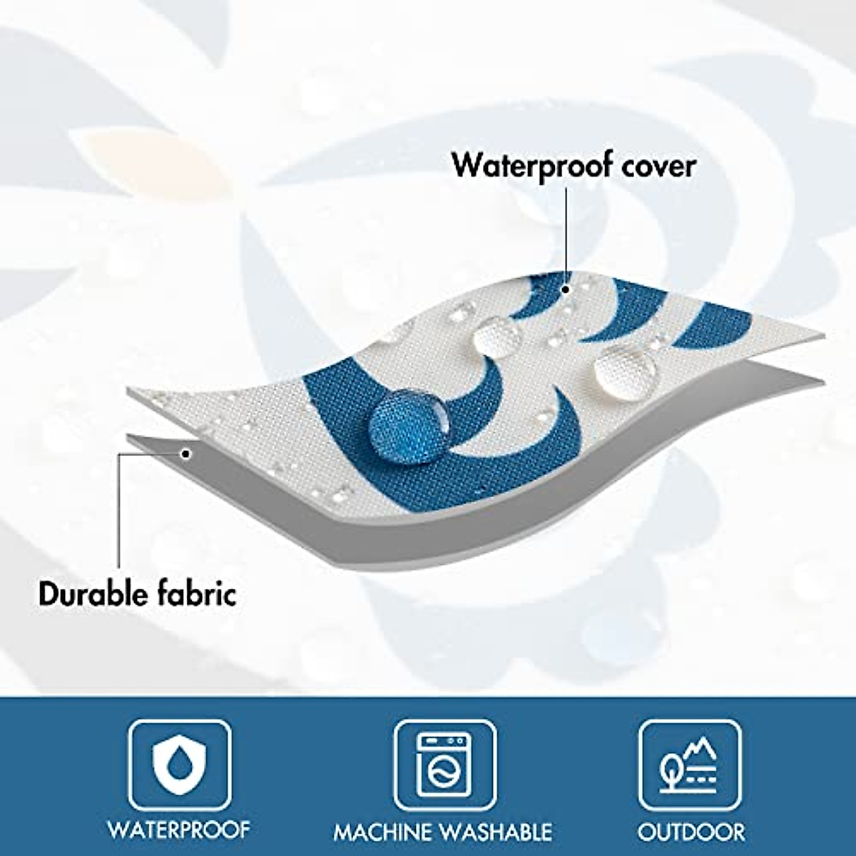 MIULEE Outdoor Waterproof Throw Pillow Covers Set of 4 Fall Boho Floral Pattern Farmhouse Luxury Decorative Square Pillowcases for Chair Patio Garden Couch Tent Balcony Sofa 18x18 Inch Blue