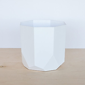 Bloem Tuxton Modern Hexagon Small Planter: 10" - Casper White - Matte Finish, Durable Resin, Modern Design, Optional Drainage Holes, for Indoor and Outdoor Use, Gardening, 2.7 Gallon Capacity