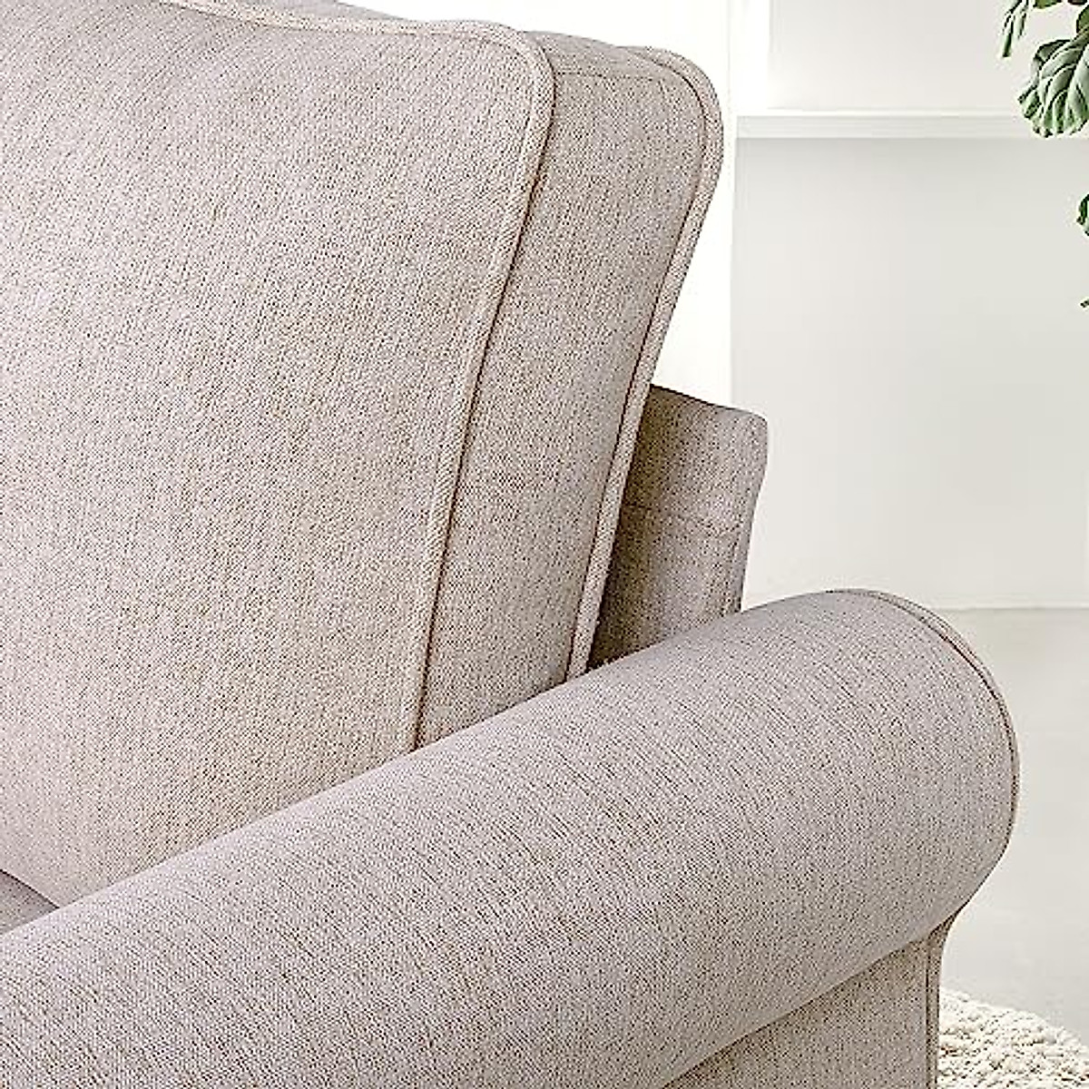 Finnhomy 55'' Fabric Loveseat with Square Armrest Mid-Century Modern Small Sofa Couch Upholstered Love Seat for Living Room, Bedroom, Apartment Small Spaces (Off White)