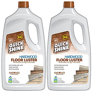 Quick Shine Hardwood Floor Luster 64oz, 2Pk & Hard Surface Floor Mop Refill Pad 12" Wx6 Dx1/2 H | Washable & Reusable | Scoops, Lifts & Traps Dirt & Debris