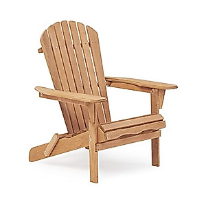 Folding Adirondack Chair Half Pre-Assembled, Outdoor Wood Patio Chair for Garden/Backyard/Firepit/Pool/Beach/Deck