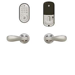 Yale Security B-YRD216-ZW-NV-619 Yale Assure Lock Z-Wave with Navis Paddle-Works with Ring Alarm, Smartthings, and Wink Smart Keypad Deadbolt with Matching Lever, Satin Nickel