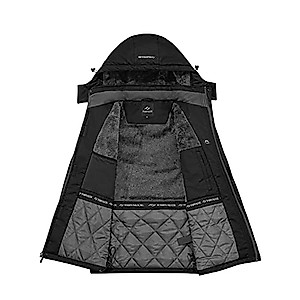 FARVALUE Mens Waterproof Ski Jacket Winter Warm Snow Coat Windbreaker Snowboarding Jacket Mountain Raincoats with Hood Black Large