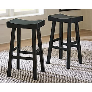 Signature Design by Ashley Glosco 31" Pub Height Wood Saddle Barstool, 2 Count, Black