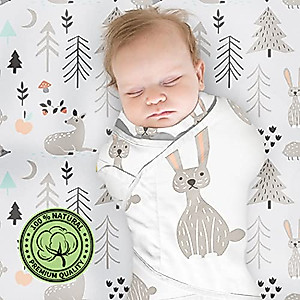 WOOLY HEROES Newborn Swaddle Blankets ~ 100% Cotton Baby Swaddles 0-3 Months ~ Easy to Use Newborn Sleep Sacks with a Leg Pocket and Adjustable Straps - Swaddle Sack for Baby Boys & Girls - Pack of 3