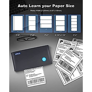 POLONO Shipping Label Printer Gray, 4x6 Thermal Label Printer for Shipping Packages, Commercial Direct Thermal Label Maker, Shipping Label, 4 x 6 Direct Thermal Labels, 220 Labels × 4 Rolls