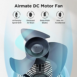 AIRMATE Large Air Circulator Fan for Bedroom, 120°+90°Oscillating Fan with Remote,12in Quiet Cooling Fans, Personal Floor Fan with Timer,10 Speeds DC Fan for Home, Office, Dorm [White]