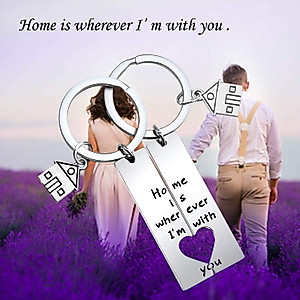 MYOSPARK Home Is wherever I Am With You Couple Keychain Set Housewarming Gift For Wife Husband girlfriend boyfriend (Home is Wherever I'm with You)