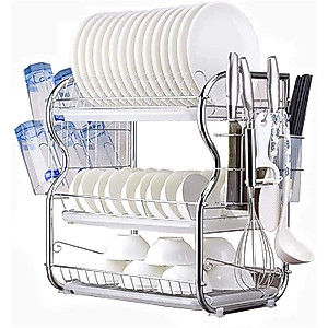 Plate Rack Draining Dish Rack 3 Tier Dish Drainer Rack Holder Dish Drying Rack Plate Dish Cup Cutlery Drainer Rack Plates Holder Pan Plate Holder