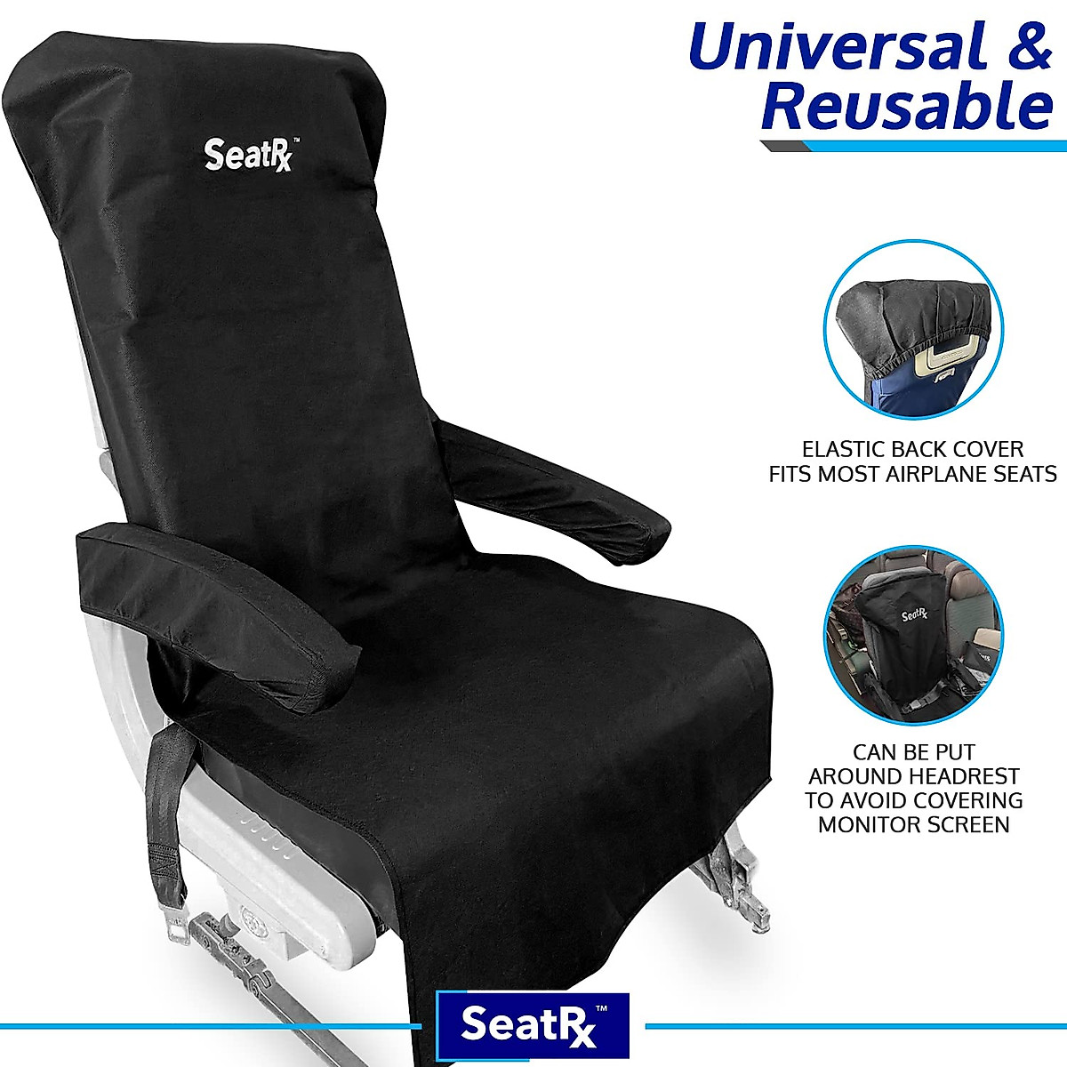 [Reusable] Seat Protector for Public Transit Bus Train Airplane Seat Covers Set with Tray Cover - Car Seat Protector Made from Nonwoven, Tear-Resistant Material - Machine Washable Airplane Travel Kit