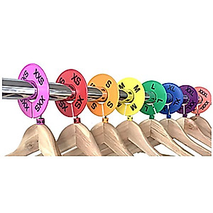 Discount Sizing Set of Colored Clothing Round Rack Size Dividers (XXS - XXXL) Various Quantities Available (40)