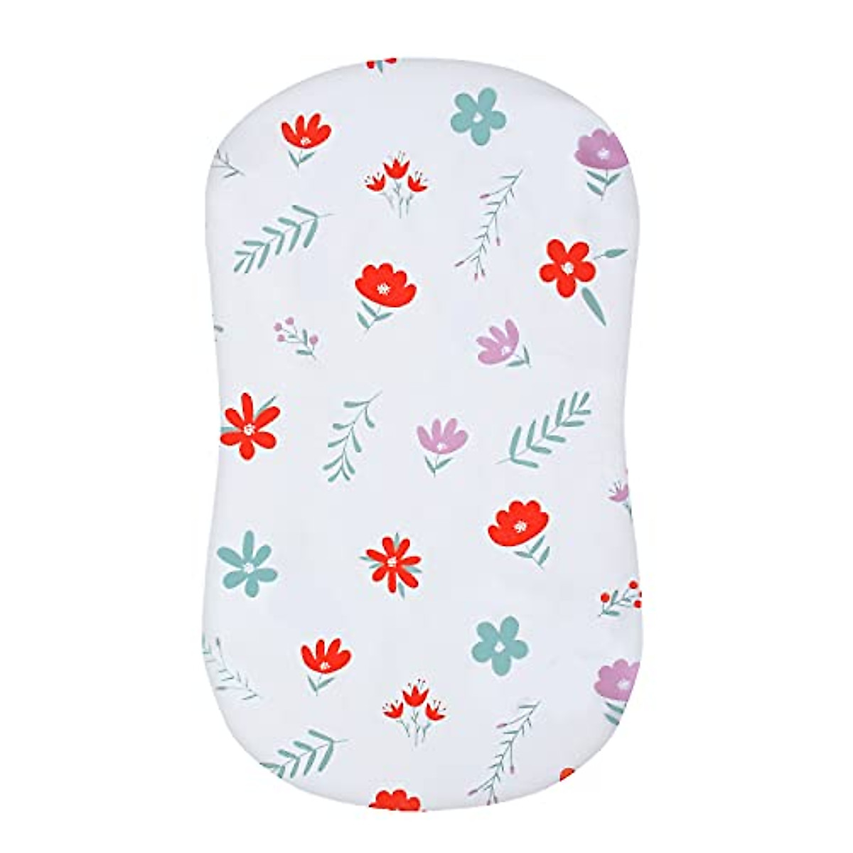 Bassinet Sheet Floral, 33" X 17" Flexible for Different Cradle and Bassinet Mattress, Soft Breathable Universal Sheet for Rectangle, Oval, Hourglass Bassinet Mattress