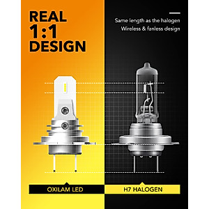 OXILAM H7 LED Bulbs 400% Brighter, 6500K Cool White 8 LED Chips No Dark Spot, 1:1 Size No Adapter Required, All-in-One Forward Light Fog Lights Replacement, Pack of 2