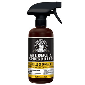 Grandpa Gus's Natural Ant, Roach & Spider Killer Spray, Plant-Based Actives Kill Insects & Bugs On Contact, Non-Greasy, Not Flammable, No Stains, Fresh Scent, 16 oz