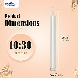 Horizon Unscented Straight Candles Pack of 10 | 9.84 Inches Tall Household Candlesticks - 10 Hours Long Burning Time for Christmas Decor, Holiday Dinners, Weddings, and Festive Parties | Pearl White