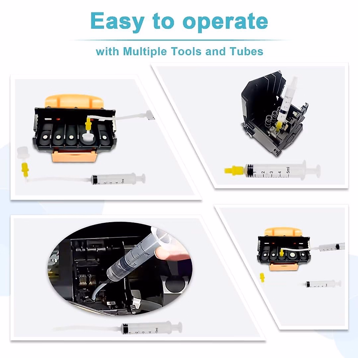 Absonic Printhead Cleaning Kit for Epson, 250mL Printer Cleaning Kit for Inkjet Printer, Print Head Cleaning Kit for HP, Canon Inkjet, Printer Head Cleaning Kit 250mL for Brother Inkjet