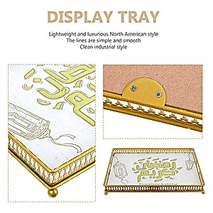 VALICLUD Golden Coffee Tea Serving Tray Eid Ramadan Food Tray Muslim Islam Mubarak Snake Plate Mubarak Dessert Plate Ramadan Mubarak Eid Decor Tray for Home Party Food Serving Dish
