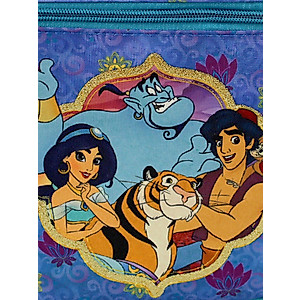 Disney Aladdin Princess Jasmine Girls Boys Soft Insulated School Lunch Box (One Size, Purple/Blue)