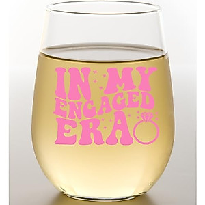 Glassicle In My Engaged Era Wine Glass - 15 Oz, Scratch-Resistant Engagement Wine Glass - Bachelorette or Engagement Gifts for Her - Unique Bridal Shower Gift for Wine Lovers - Printed in the USA
