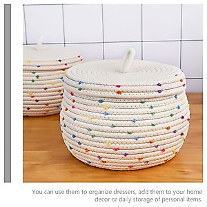 Cabilock Rope Storage Basket Countertop Baskets Woven Storage Basket Laundry Hamper Storage Baskets for Organizing Round Basket with Lid Sundries Organizer Shelf To Weave Rattan Cotton Rope