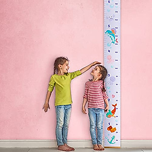 RubyRoo Baby Growth Chart - Growth Chart for Kids - Nursery or Toddler Room Wall Decor for Girl - Removable Roll Up Canvas Children Height Measure Chart with Wood Frame - 7.9" x 79" Seaworld Theme