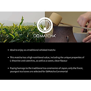 DoMatcha - Organic Ceremonial Green Tea Matcha Powder, Natural Source of Antioxidants, Caffeine, and L-Theanine, Promotes Focus and Relaxation, Kosher, 75 Servings (2.82 oz)