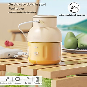 Generic 41oz,Portable Blender for Shakes and Smoothies, Leak-proof Water Bottle with Removable Straw, Handle, Lid and Shoulder Strap, BPA-free, Type-C Rechargeable, Cordless Portable Juicer，Apricot