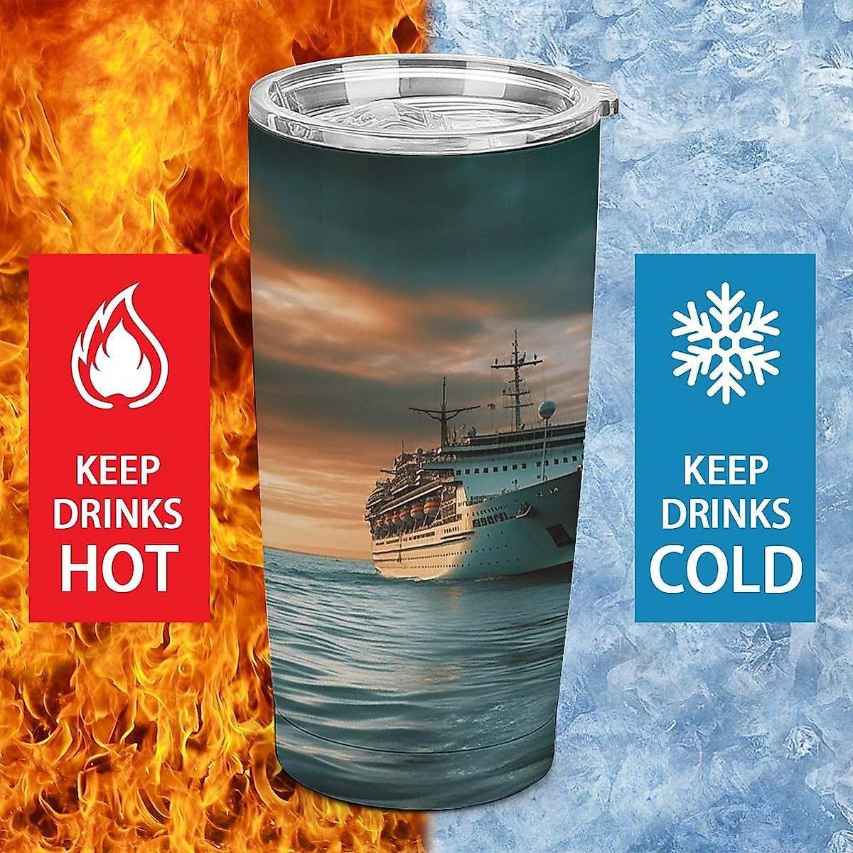 20 Oz Tumbler With Straw Leak Proof Thermos Cup, Cruise Ship Stainless Steel Insulated Travel Coffee Mug Fit for Car Cup Holder