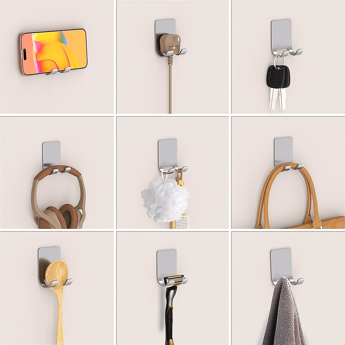 self adhesive hooks for hanging - Razor hooks adhesive,towel hooks bathroom,shower hooks,hat hooks,Sticky Hooks Extra Strong,Heavy Duty Stick On Hooks,Wall Hanging Hooks for Coat Robe,Silver 6 pack