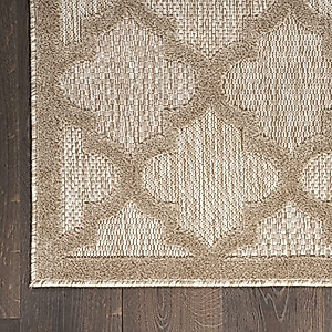 Nourison Easy Care Moroccan Natural Beige 5' x 7' Area -Rug, Trellis, Easy -Cleaning, Non Shedding, Bed Room, Living Room, Dining Room, Backyard, Deck, Patio (5x7)