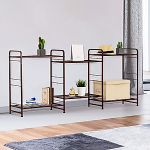 Auledio 3 Tiers Metal Shelves, Unit Storage Rack, Wire Shelving with Leveling Feet for Kitchen Counter, Living Room, Bethroom, Toliet, Garage, Office - Bronze