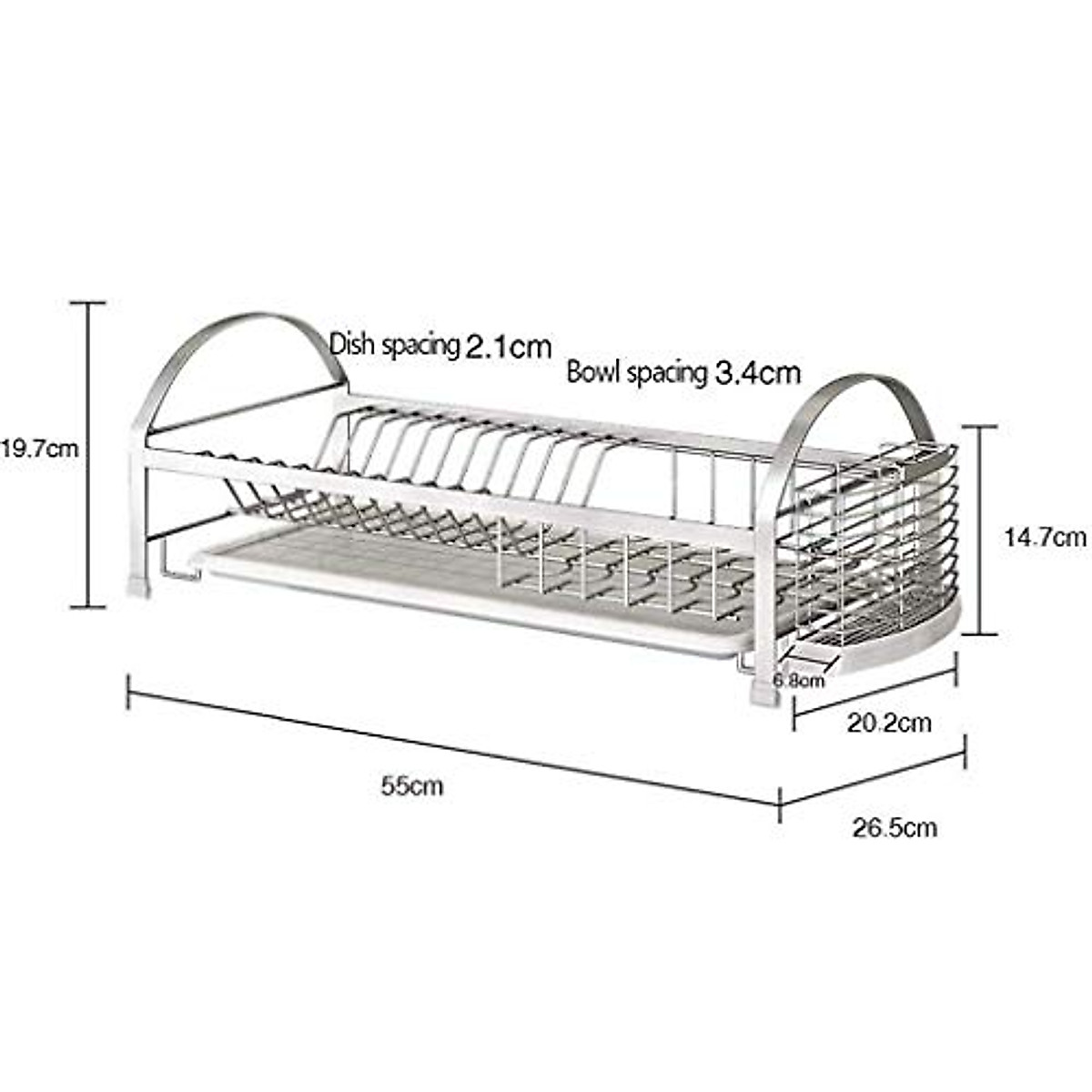 SDGH Stainless Steel Dish Rack - Kitchen Countertop Storage Dishes Drain Rack 55x26.5x19.7cm(LxWxH)