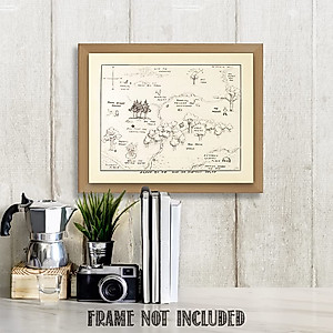 Classic Winnie the Pooh Decorations - Map of The Hundred Acre Wood - 11x14 Unframed Print - Pooh Bear Art, Classic Winnie the Pooh Nursery Decor, Playroom Pooh Bear Decals, Winnie the Pooh Wall Decor